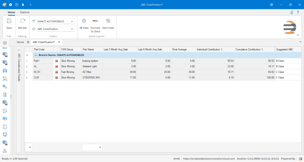Spares Management Module in Excellon DMS Software